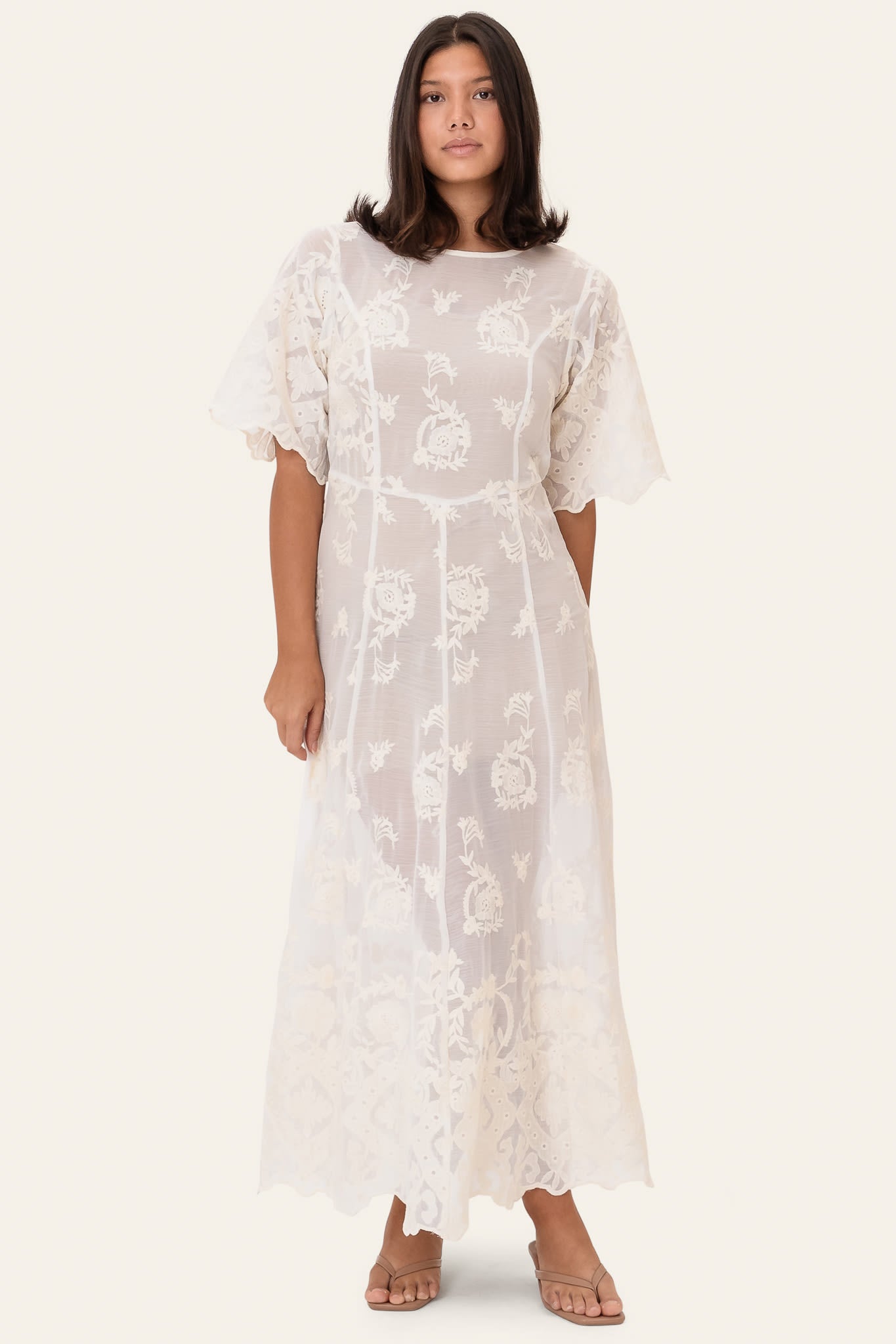 EllinorIC Lace Long Dress - Vintage White – en.byic.com